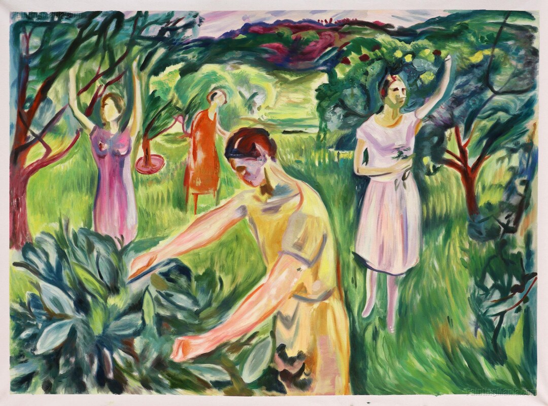 Four Women in the Garden - Edvard Munch Hand-painted Oil Painting ...