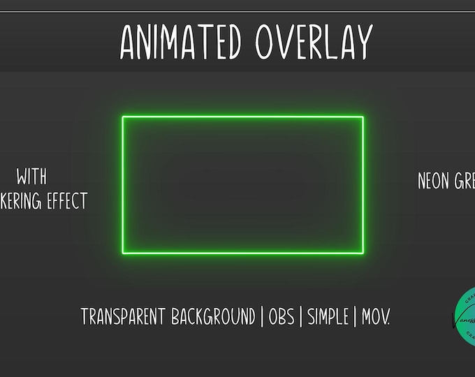 Twitch Overlay, OBS Facecam, Webcam, Mov., Neon Green, Animated Overlay ...