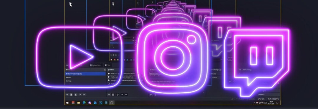 Instagram, Twitch, Youtube Logo Animated Purple Neon Bundle Mov File ...