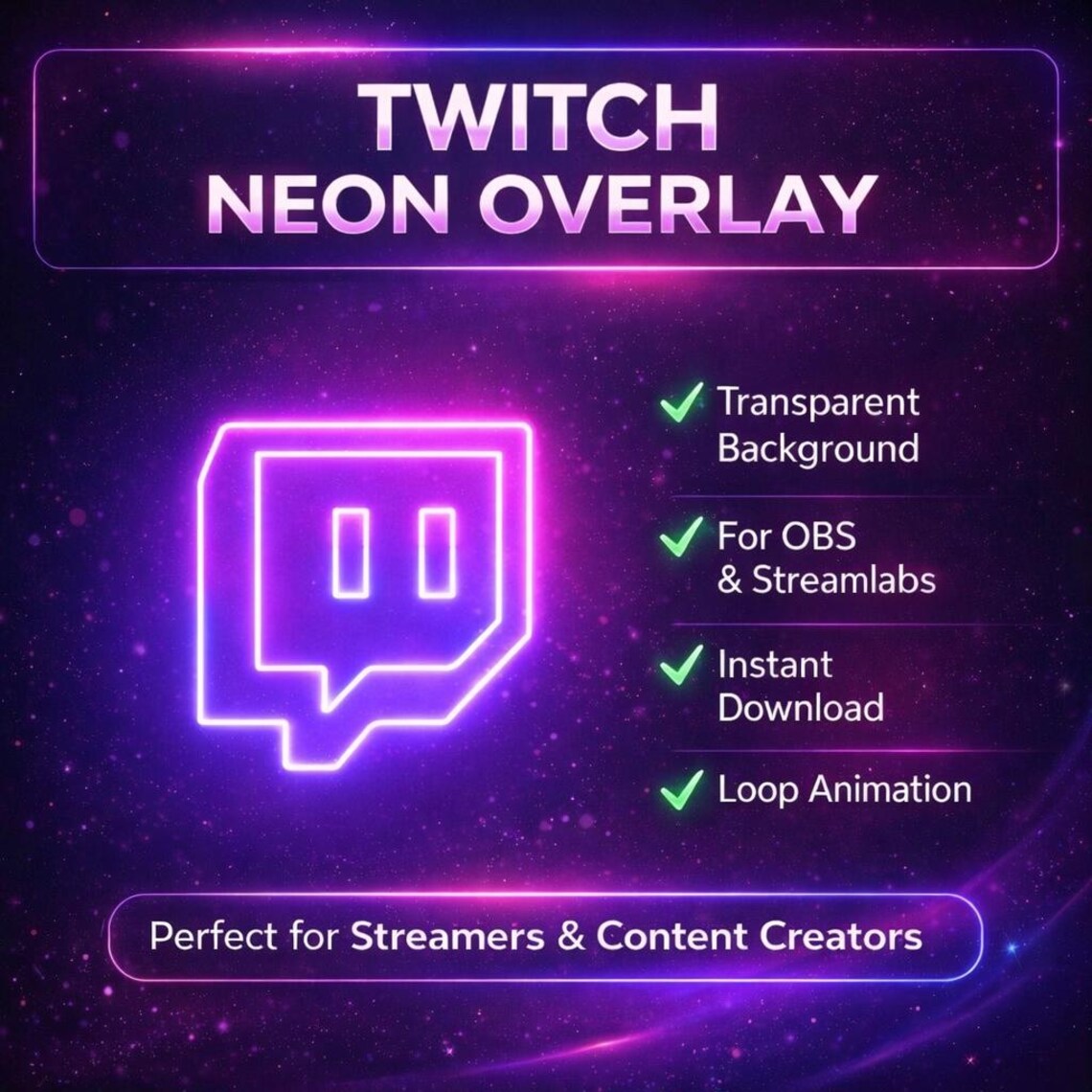 Twitch Logo Animated Purple Neon Mov. File, OBS, WEBM File - Etsy