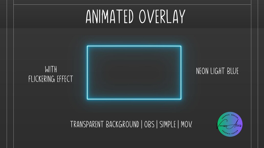 Twitch Overlay, OBS Facecam, Webcam, Mov., Neon Light Blue, Animated ...