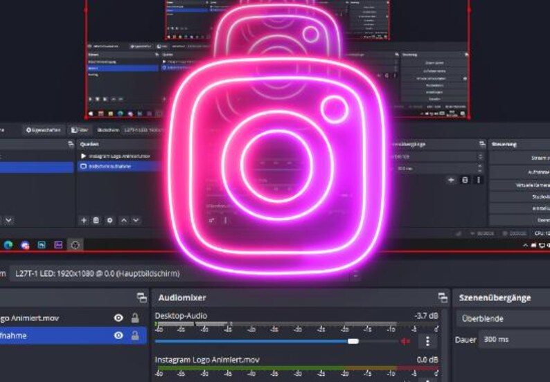 Instagram Logo Animated Pink-purple Neon Mov. File, OBS, WEBM File - Etsy