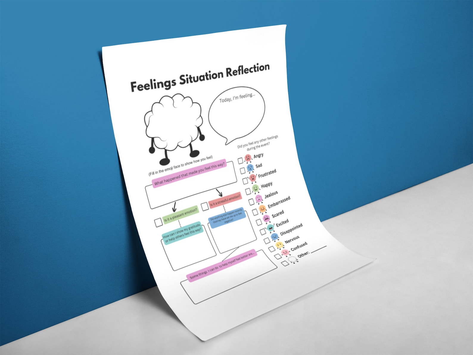 Feelings Situation Reflection Worksheet - Etsy