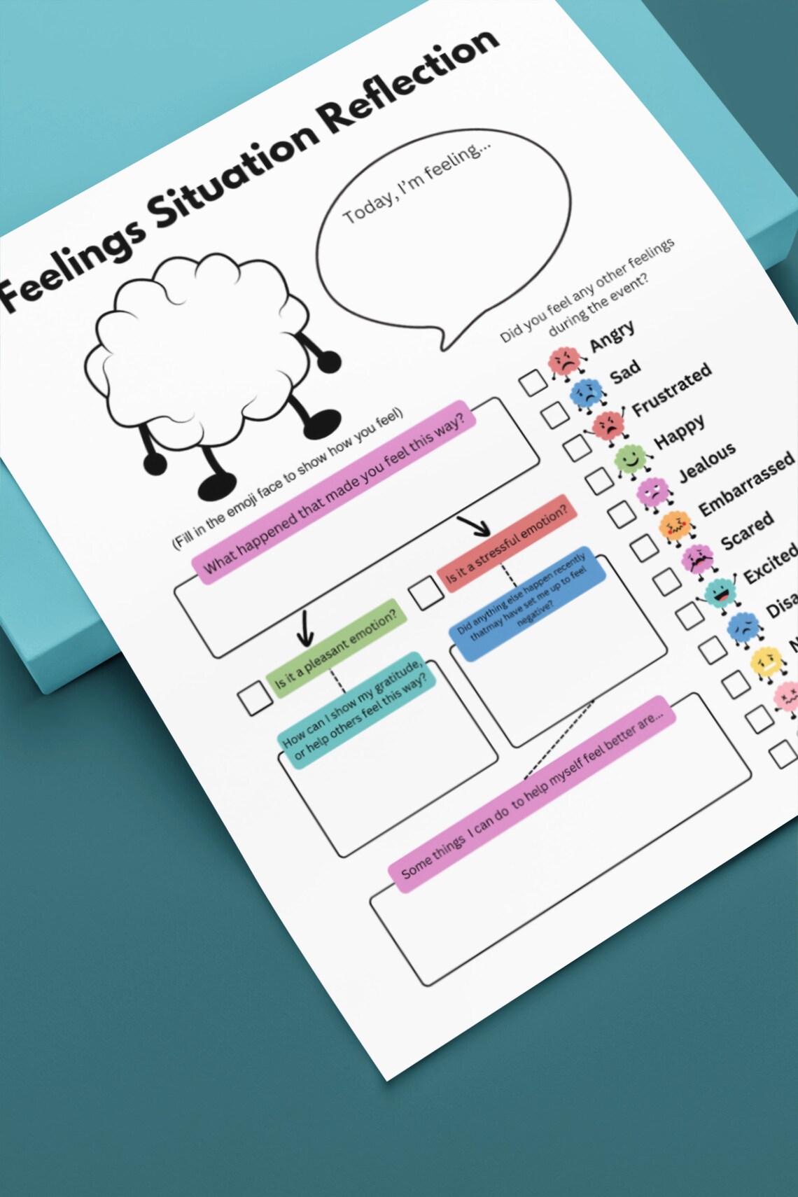 Feelings Situation Reflection Worksheet - Etsy