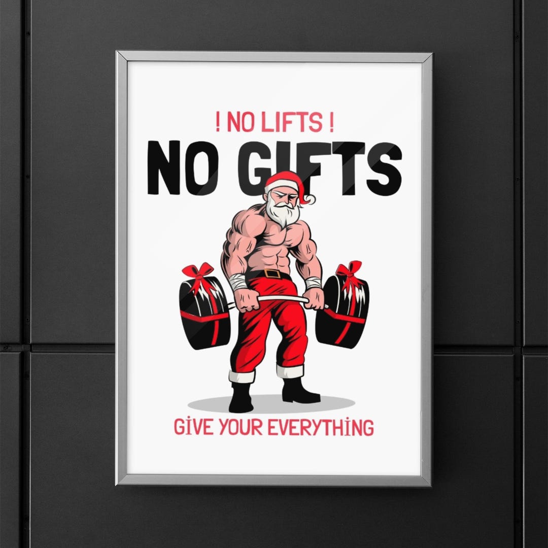 Christmas Gym Poster | Funny Santa Fitness Wall Art | Holiday Gym ...