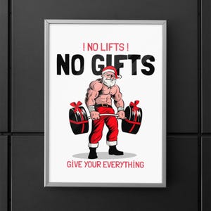 Christmas Gym Poster | Funny Santa Fitness Wall Art | Holiday Gym ...