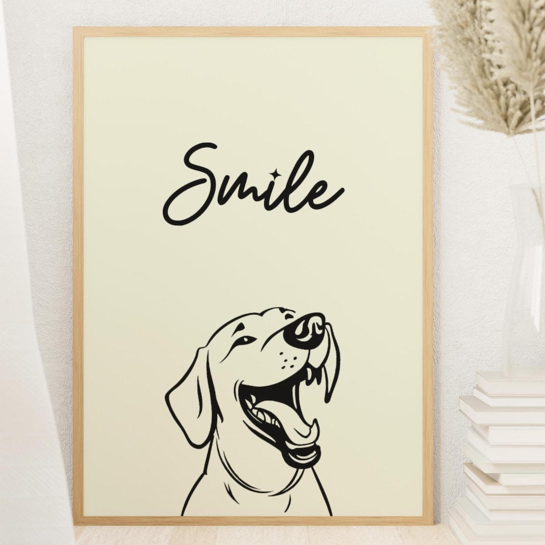 Golden Retriever Smile Poster | Motivational Dog Wall Art | Funny Pet ...