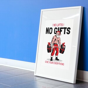Christmas Gym Poster | Funny Santa Fitness Wall Art | Holiday Gym ...