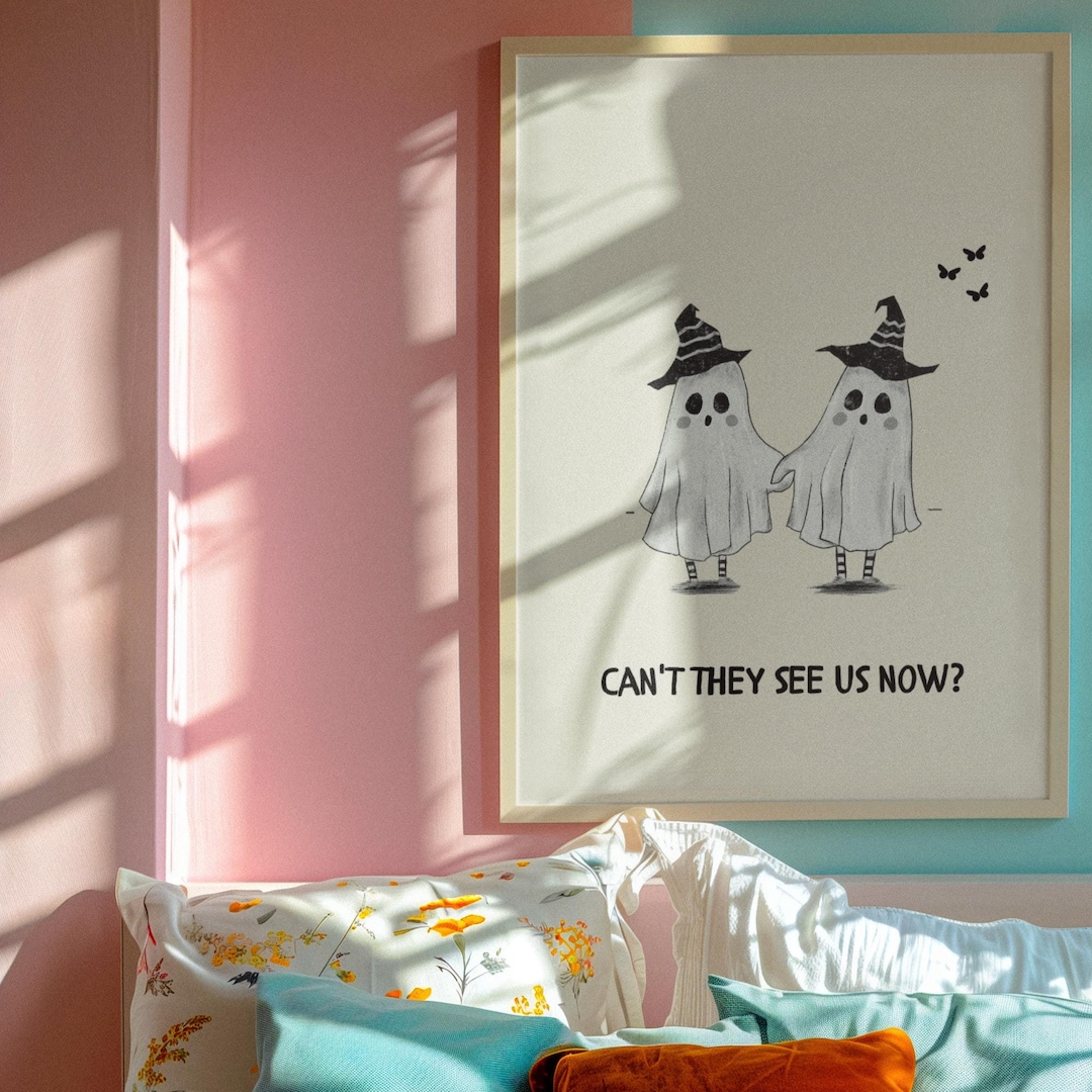 Romantic Ghosts Holding Hands Print | Vintage Halloween Wall Art ...