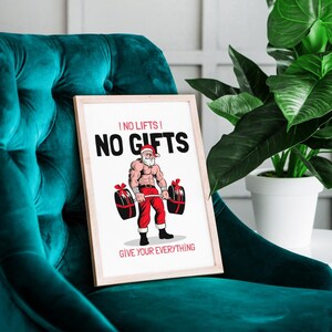 Christmas Gym Poster | Funny Santa Fitness Wall Art | Holiday Gym ...