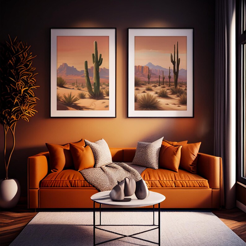 Western Wall Art Set | Cowboy Prints | Desert Landscape | Southwestern ...