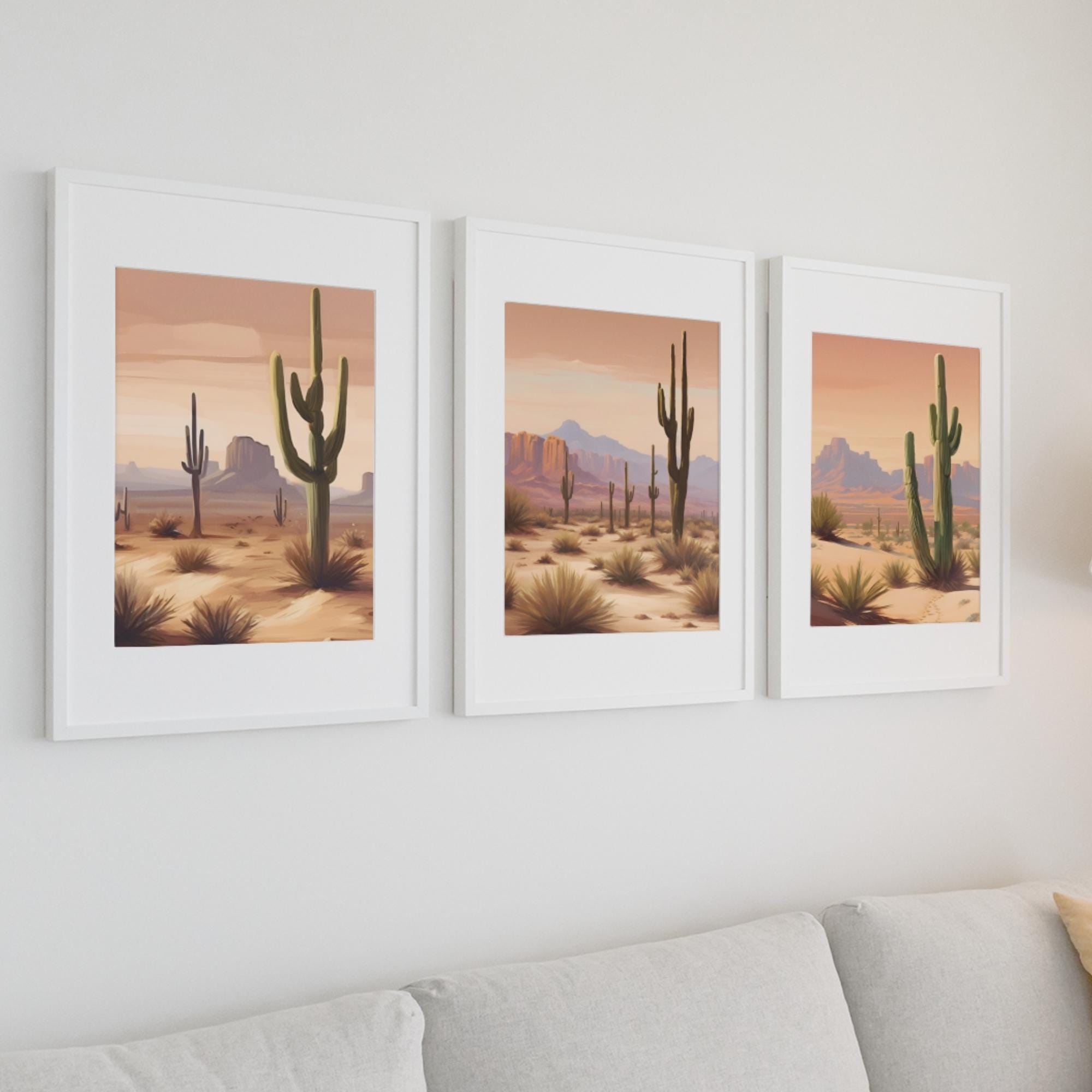 Western Wall Art Set | Cowboy Prints | Desert Landscape | Southwestern ...