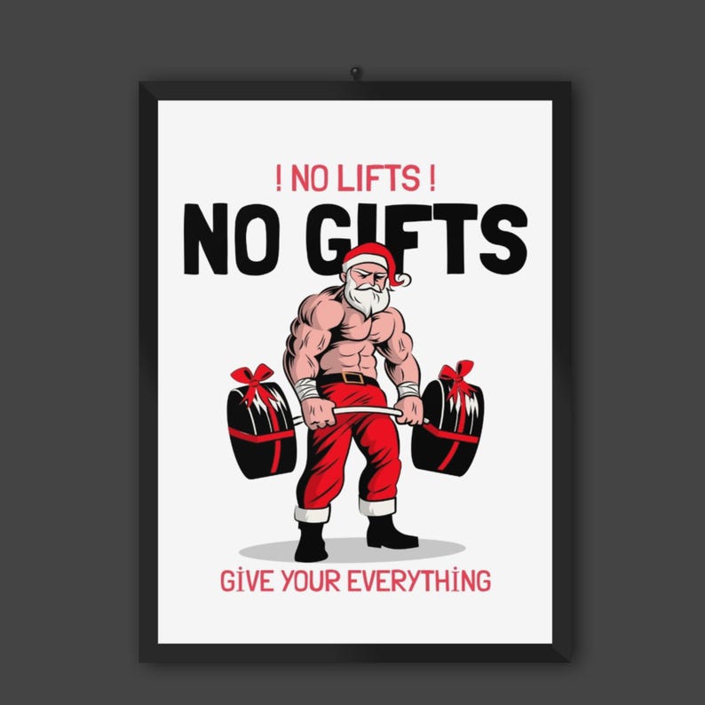 Christmas Gym Poster | Funny Santa Fitness Wall Art | Holiday Gym ...