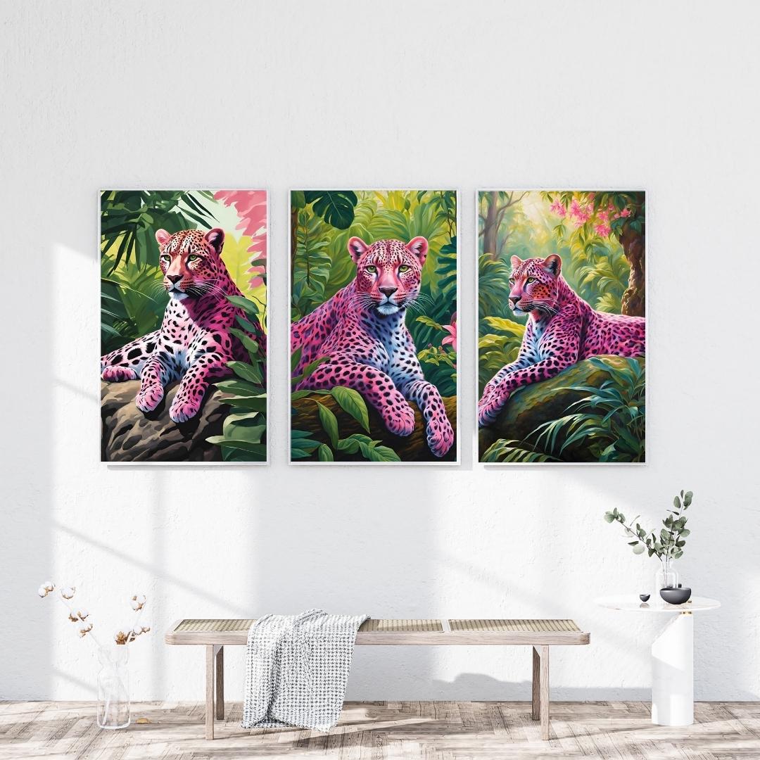 Pink Leopard Art Prints Set | Girly Jungle Wall Decor (digital Download ...