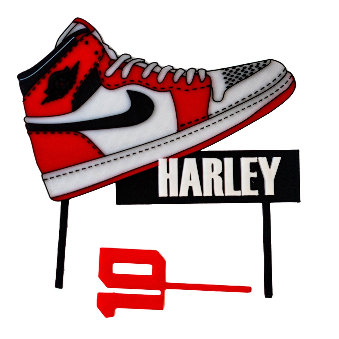 3D Printed Jordan 1 Shoe Personalised Cake Topper/name Plate and ...