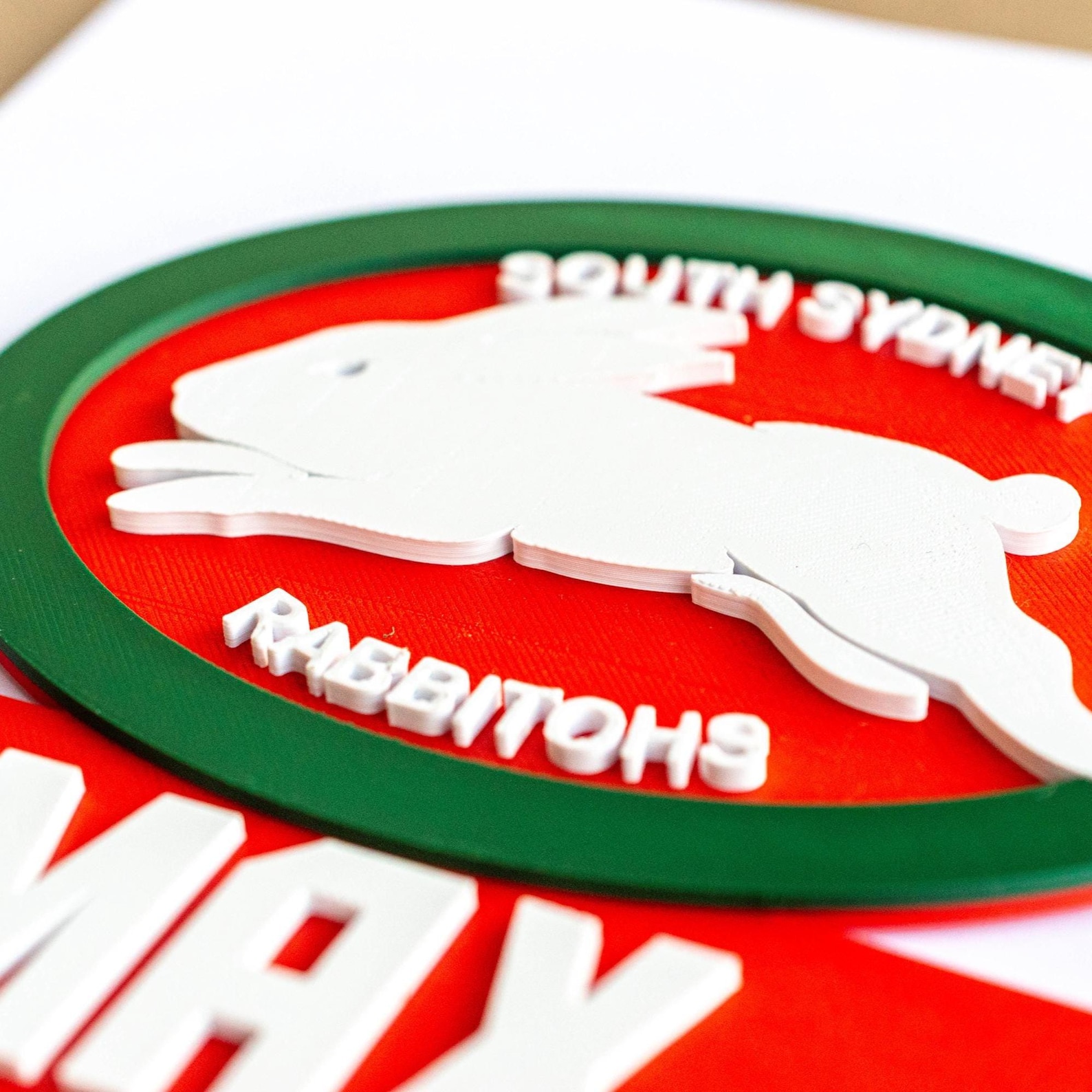 3D Printed Rabbitohs Cake Topper: Personalized NRL Birthday Decoration ...