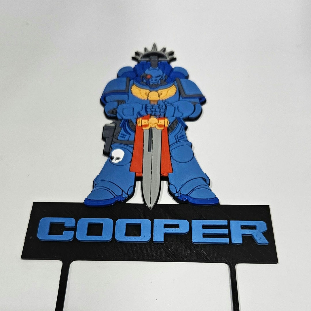 Warhammer Stlye Marine Cake Topper, Personalised Cake Topper/name Plate ...
