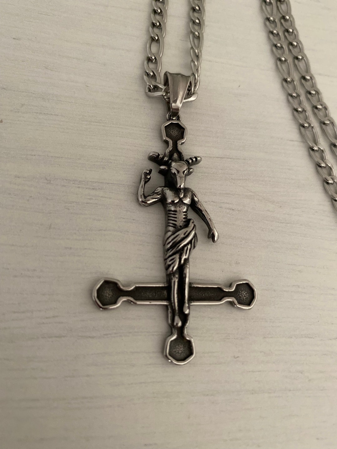 Unholy Baphomet on the St. Peter's Cross Stainless Steel Pendant With ...