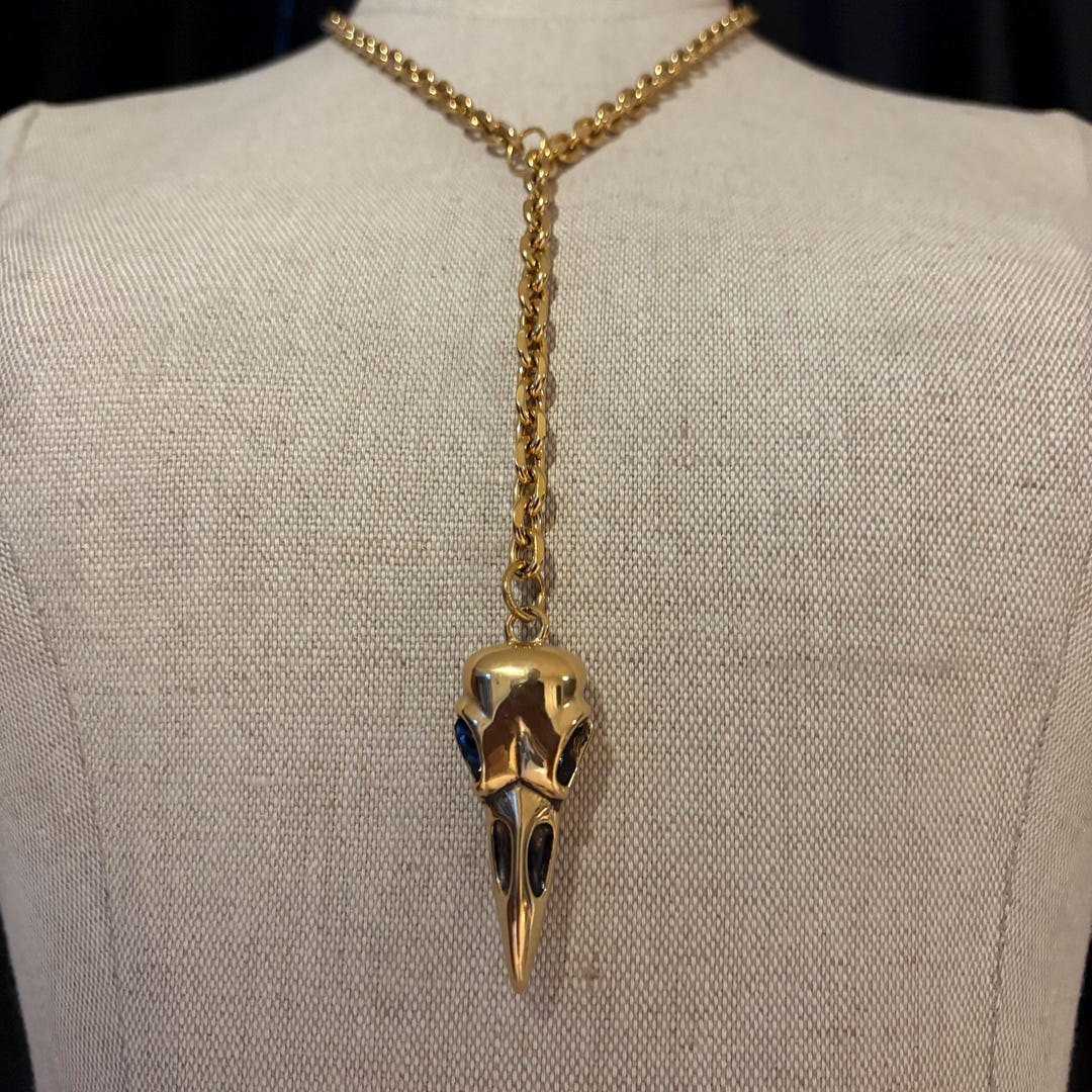 Golden Raven Surgical Steel Chain, Y Necklace Goth, Slip Chain Collar ...