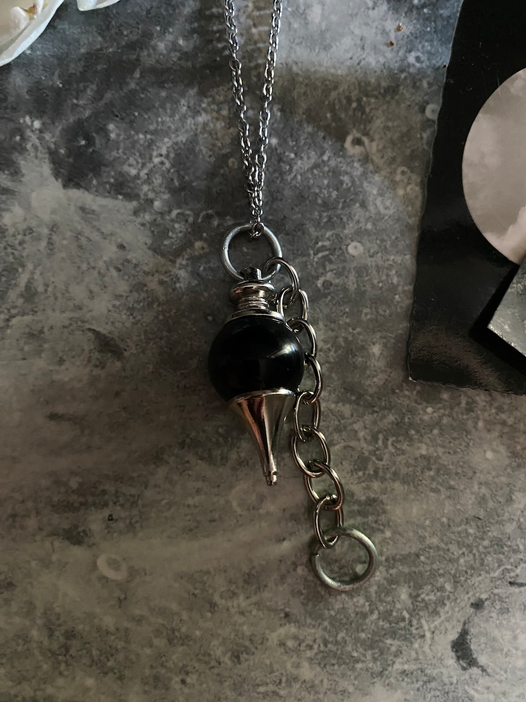 Pendulum Necklace Onyx New World Order, Pendulum Necklace Goth, Pendulum Chains Goth Jewelry ...