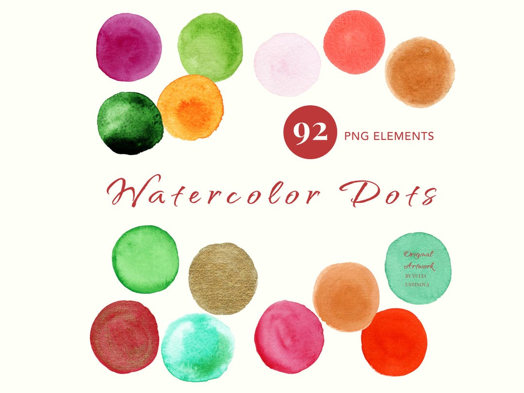 Watercolor Dots Clip Art Bundle Colourful Christmas Clipart PNG Instant ...