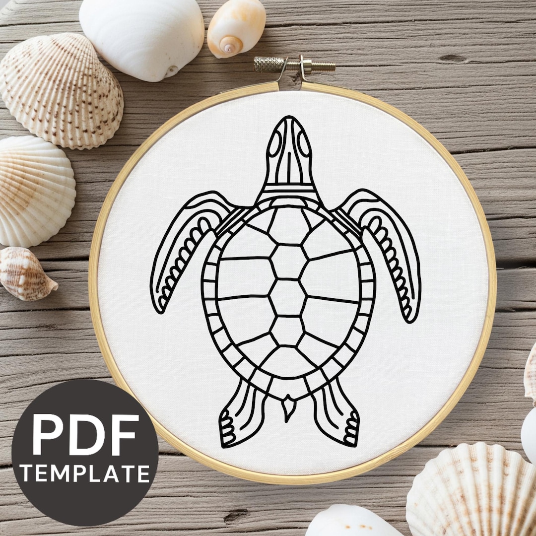 Sea Turtle Hand Embroidery Pattern, Downloadable PDF Template - Etsy