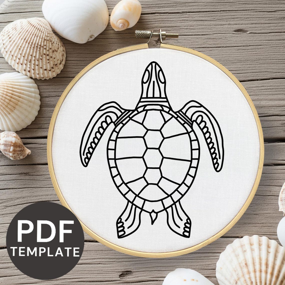 Sea Turtle Hand Embroidery Pattern, Downloadable PDF Template - Etsy
