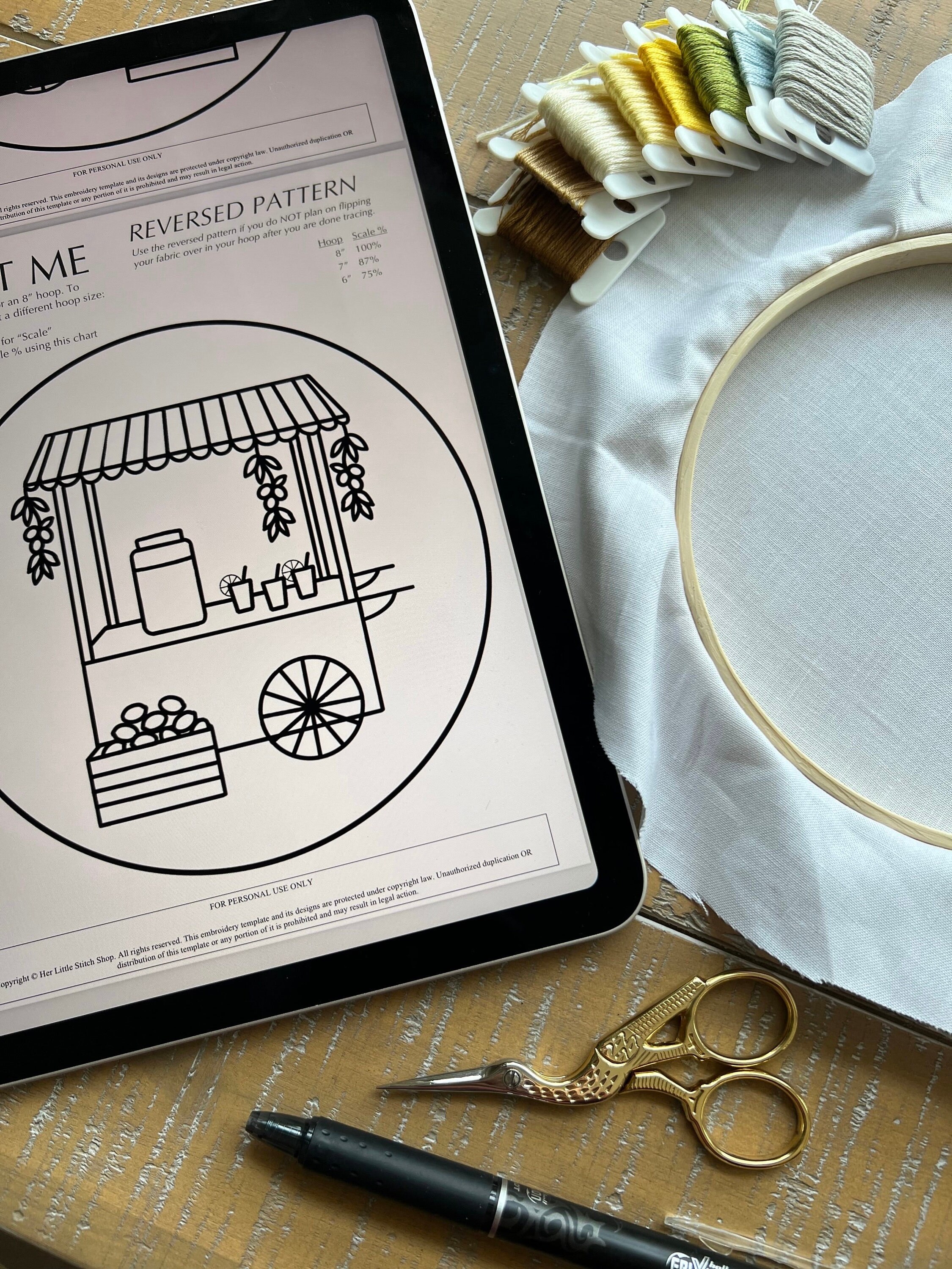 Lemonade Stand Hand Embroidery Pattern Stitch Guide, Downloadable PDF ...