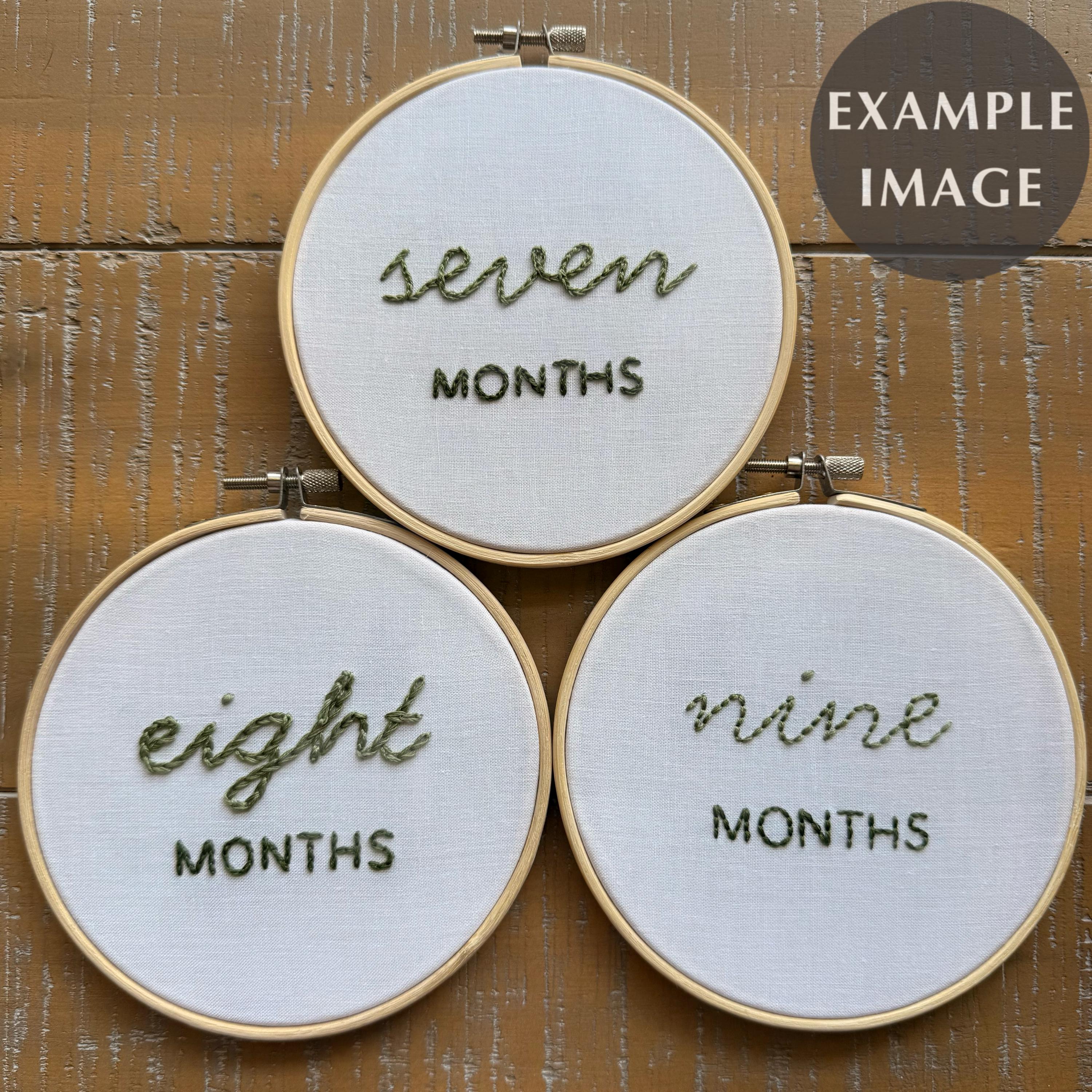 Bundle of Baby Monthly Milestone Signs, 12 Hand Embroidery Patterns ...