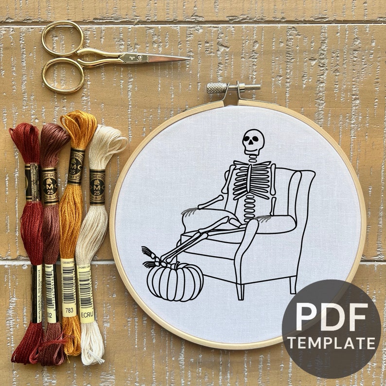 Skeleton Hand Embroidery Pattern, Downloadable PDF - Etsy