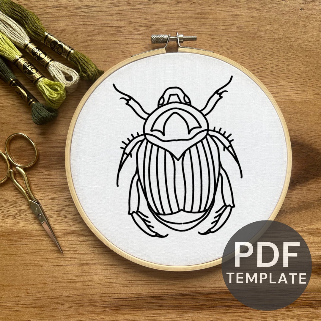 Beetle Hand Embroidery Pattern, Downloadable PDF Template - Etsy