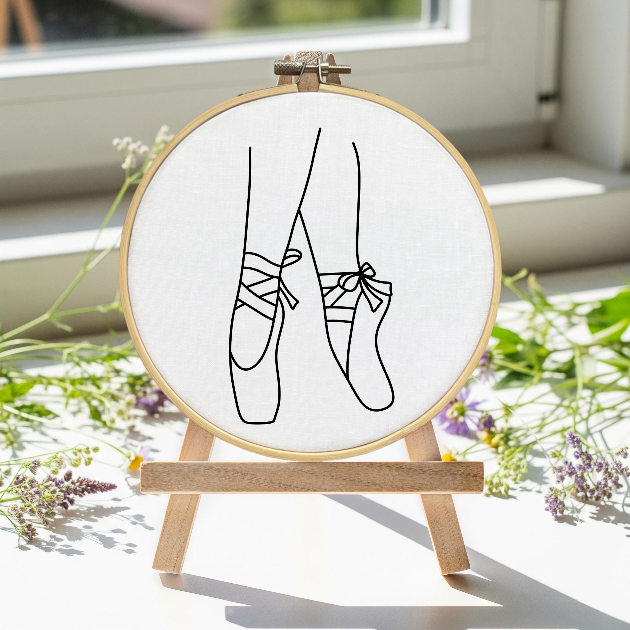 Ballet Pointe Shoes Hand Embroidery Pattern, Downloadable PDF Template ...