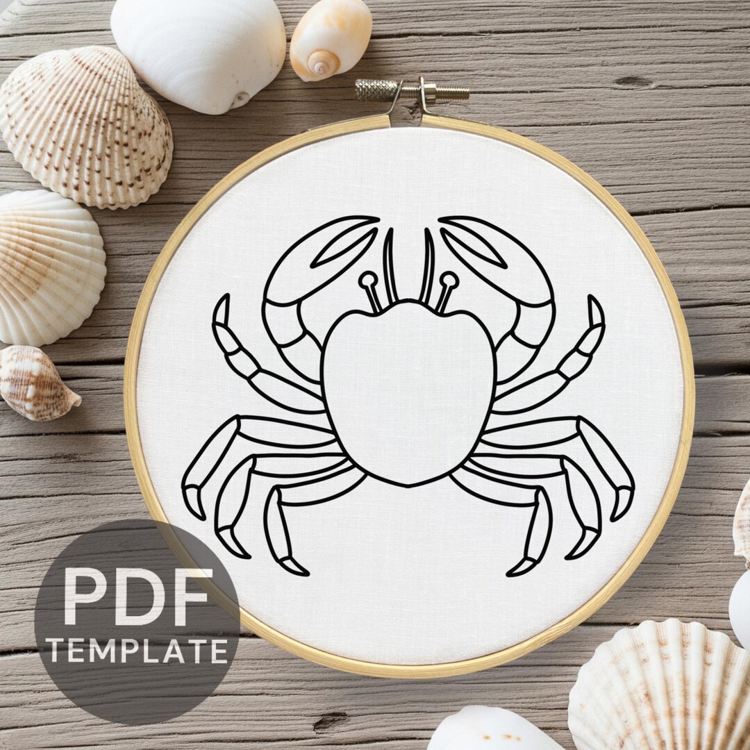 Anatomical Crab Hand Embroidery Pattern, Downloadable PDF Template - Etsy