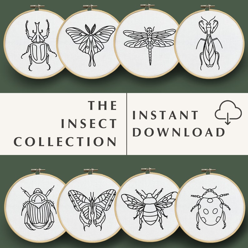 Bundle of Anatomical Insect Collection, 8 Hand Embroidery Patterns ...