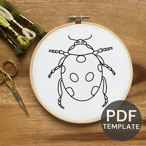 Ladybug Hand Embroidery Pattern, Downloadable PDF Template - Etsy