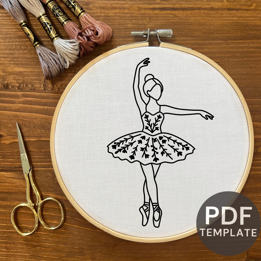 Ballerina With Flower Tutu Hand Embroidery Pattern, Downloadable PDF ...