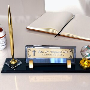 Personalized Pastor Desk Nameplate: Custom Glass Religious Gift - Etsy