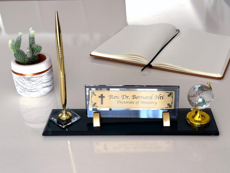 Personalized Pastor Desk Nameplate: Custom Glass Religious Gift - Etsy