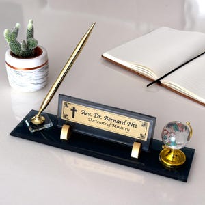 Personalized Pastor Desk Nameplate: Custom Glass Religious Gift - Etsy