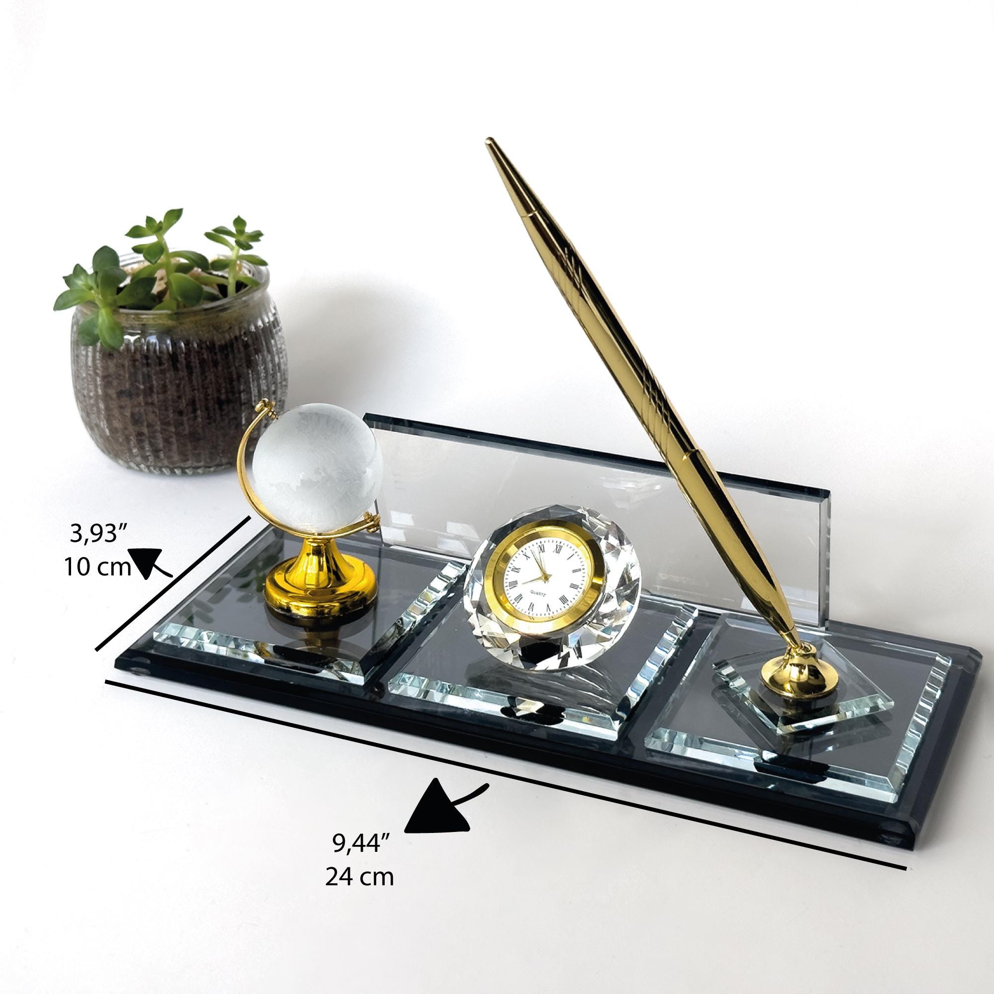 Personalized Black Crystal Glass Desk Name Plate: Office Decor Gift - Etsy