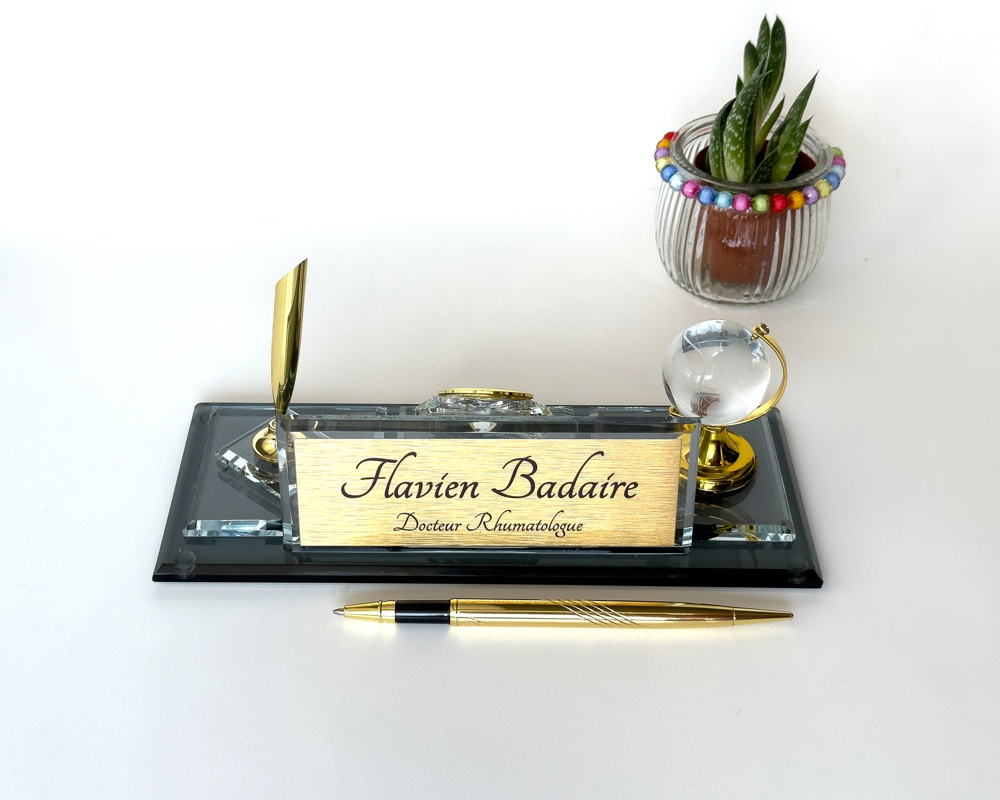 Custom Desk Name Plate With Pen Holder, Personalized Nameplate for Desk ...