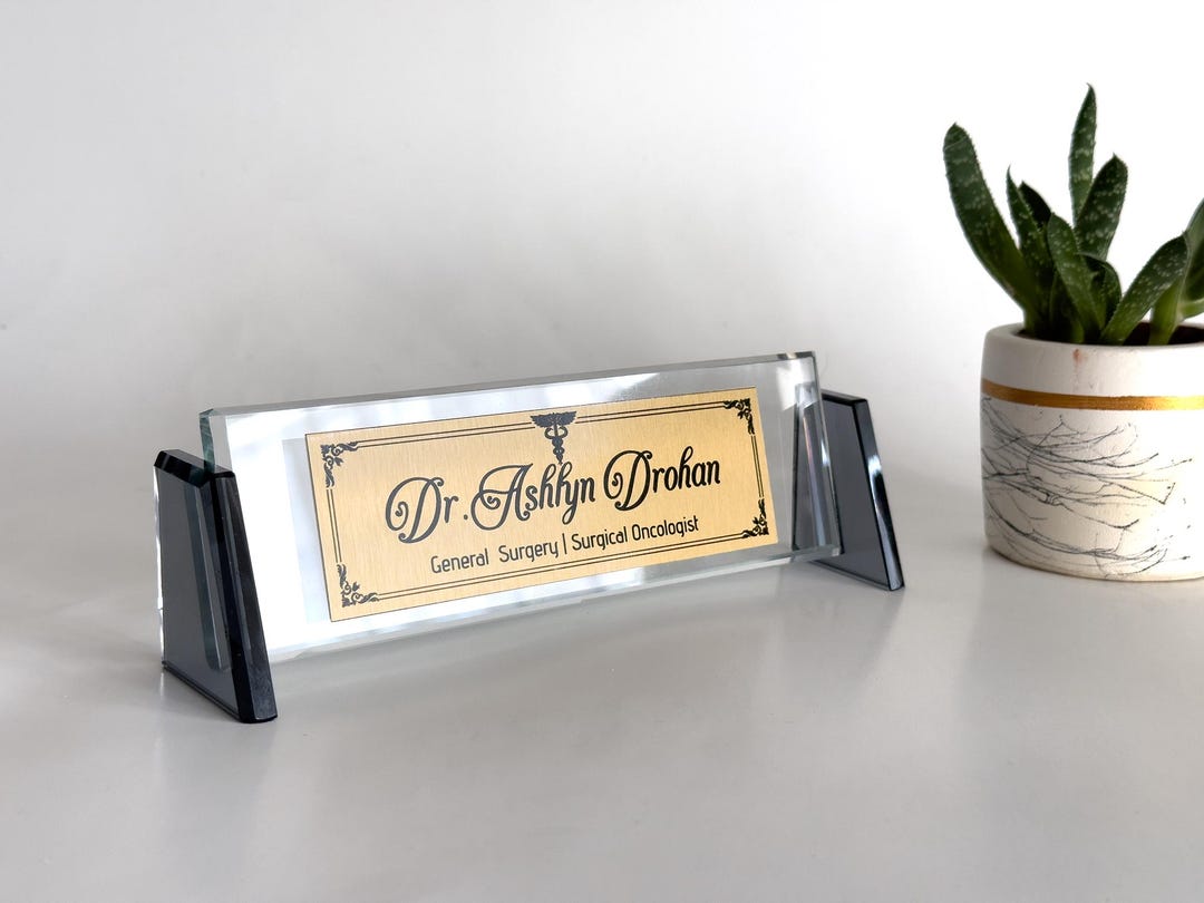 Custom Glass Desk Nameplate: Minimalist Office Decor - Etsy