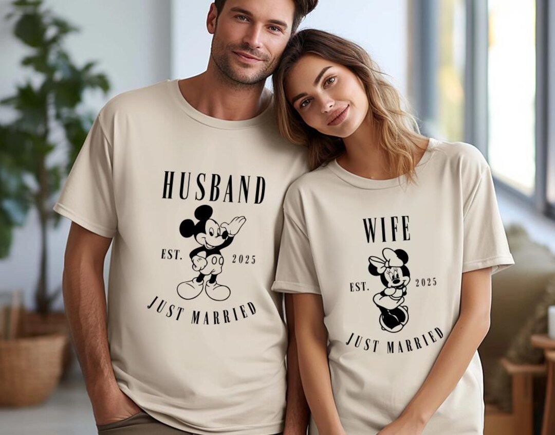 Comfort Colors Disney Husband and Wife Shirts, Mickey Just Married ...