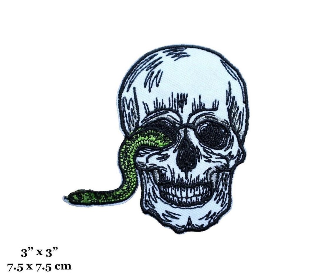 Skeleton Skull Face Snake Through Eyes Embroidered Iron on Patch - Etsy