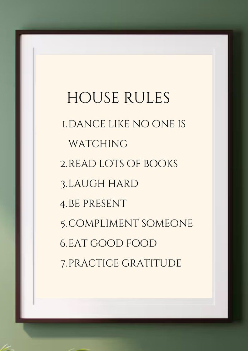 House Rules Wall Decor. Printable Artwork for Living Rooms and College ...