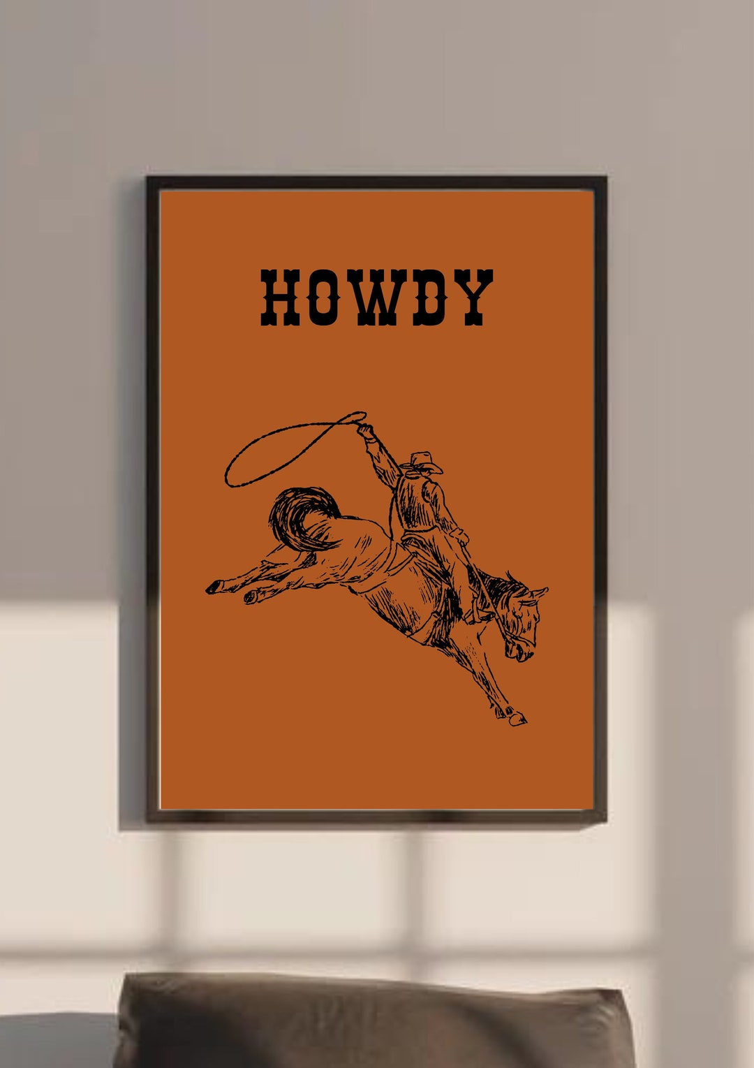 Howdy Wall Art. Western Wall Art. Cowboy Wall Art. Living Room Wall Art ...