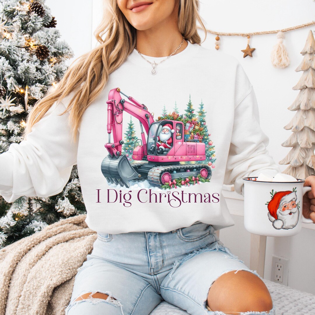 I Dig Christmas Png, Christmas Truck Crane Png, Merry Christmas Pink ...