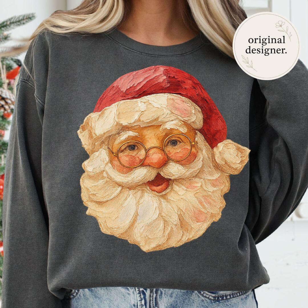 2 Hand-painted Santa & Ms. Santa Claus PNG | Vintage Christmas Art ...