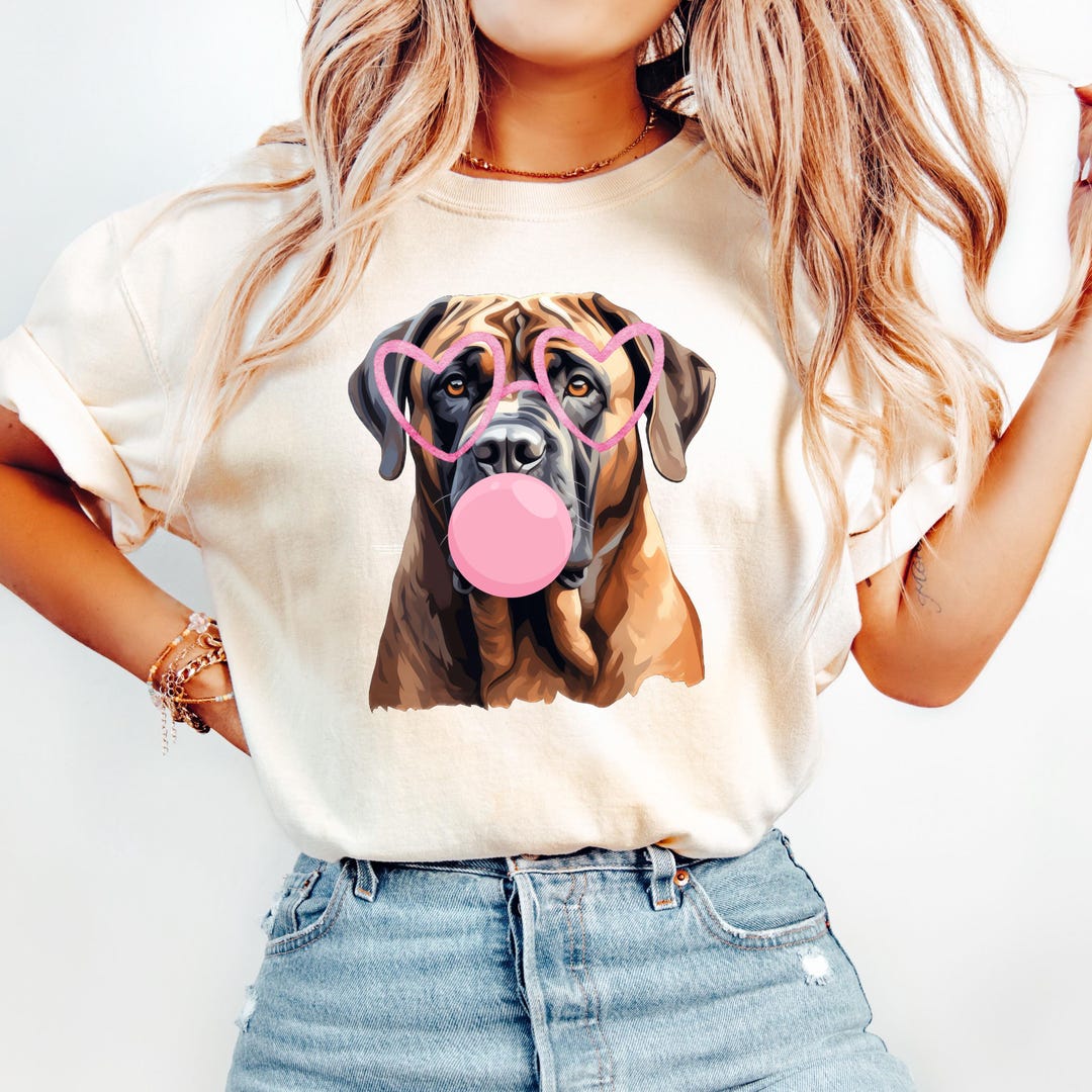 Mastiff Dog Png, Dog Mom Valentine Png Gift, Dog Blowing Pink Bubble ...
