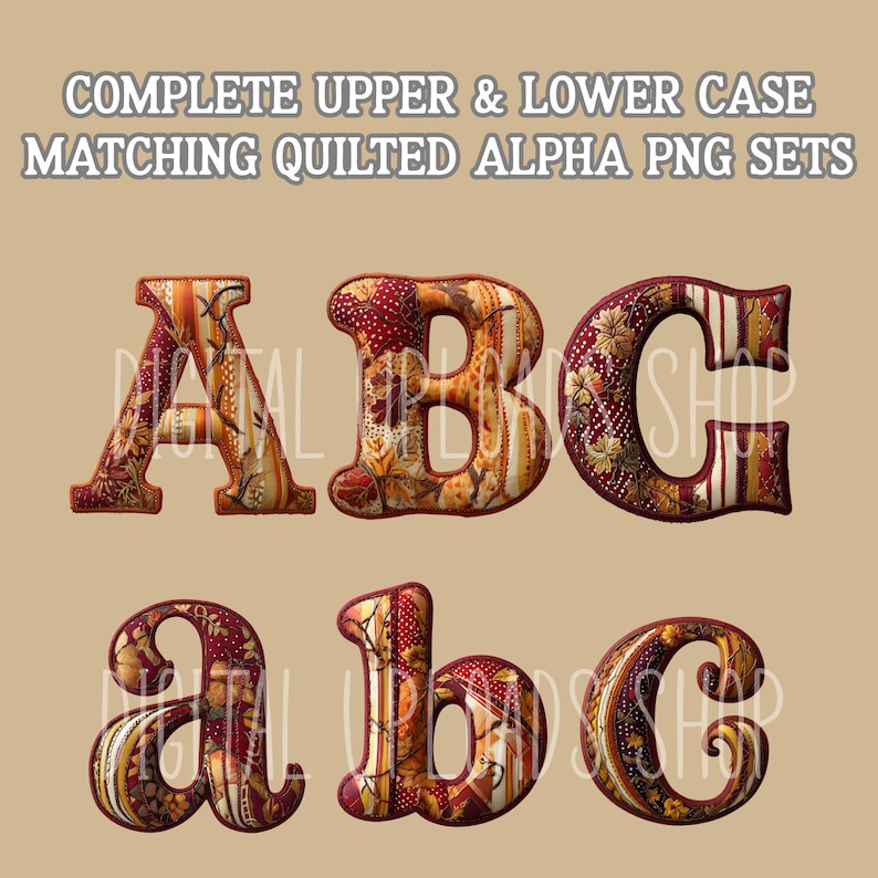 Patchwork Quilted Alphabet Png Bundle Sublimation Clipart Set Upper Lower Case Letters, Cute ...